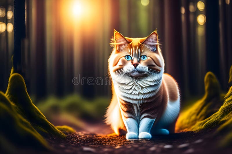 Image of the the Cute Happy Domestic Cat Loitering at the Park during ...