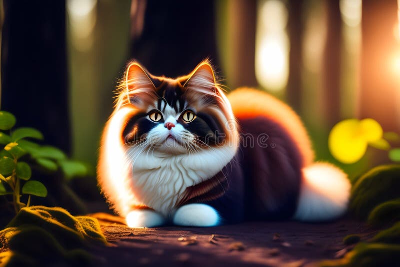 Image of the the Cute Happy Domestic Cat Loitering at the Park during ...