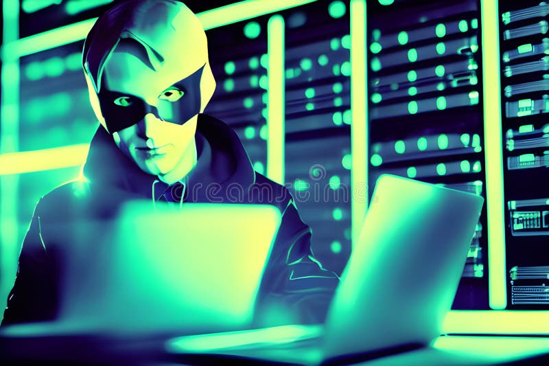 The Cyber Crime Hacker in Silhouetted and Disguised Breaking into the ...