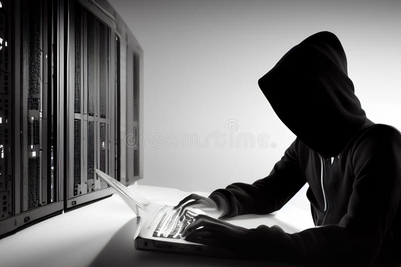 The Cyber Crime Hacker in Silhouetted and Disguised Breaking into the ...