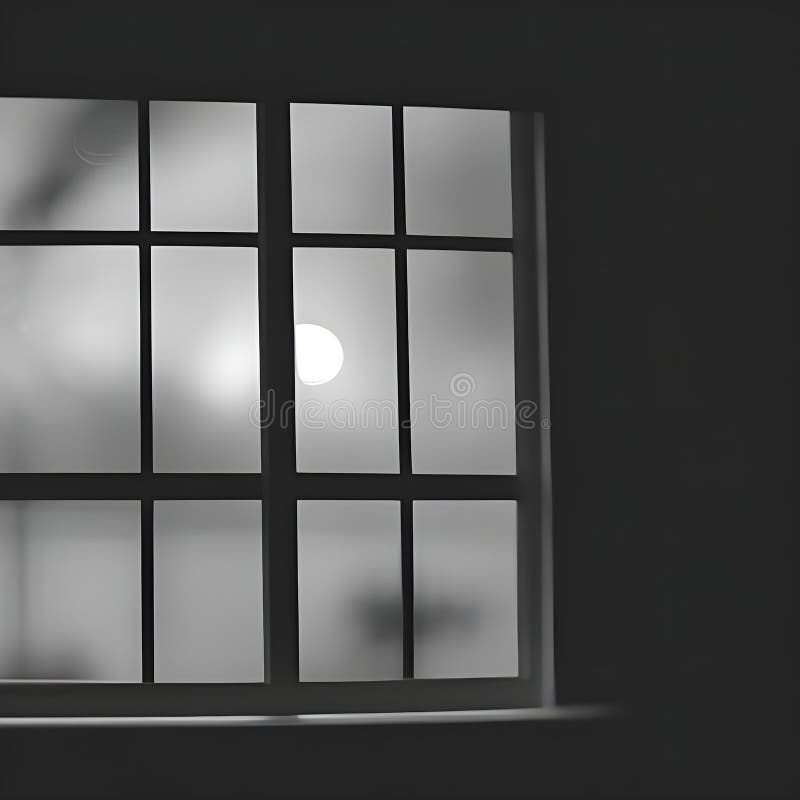 The Dark Indoor See through the Window with Bright Gloomy Moon Outdoor ...