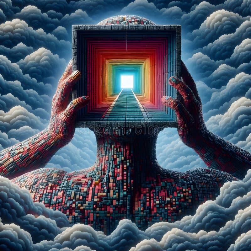 Digital Acsii Landscape of an Cyborg Forehead from Triangles,of ...