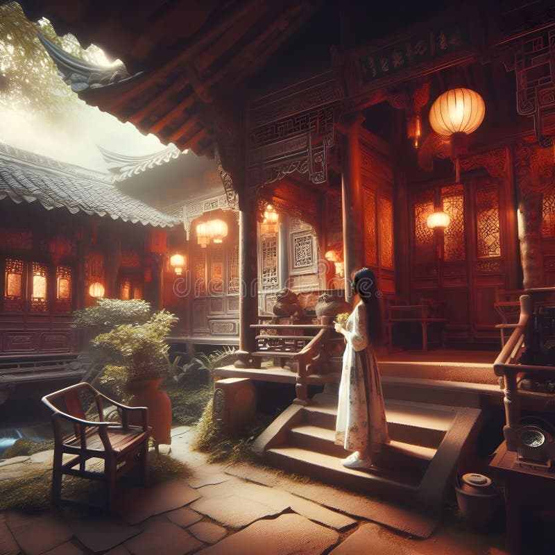 Image of Entering an Nostalgic Illusion of an Old Chinese House with a ...