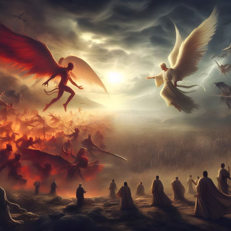 Image of an Epic Battle between Good and Evil, As Angels and Demons ...