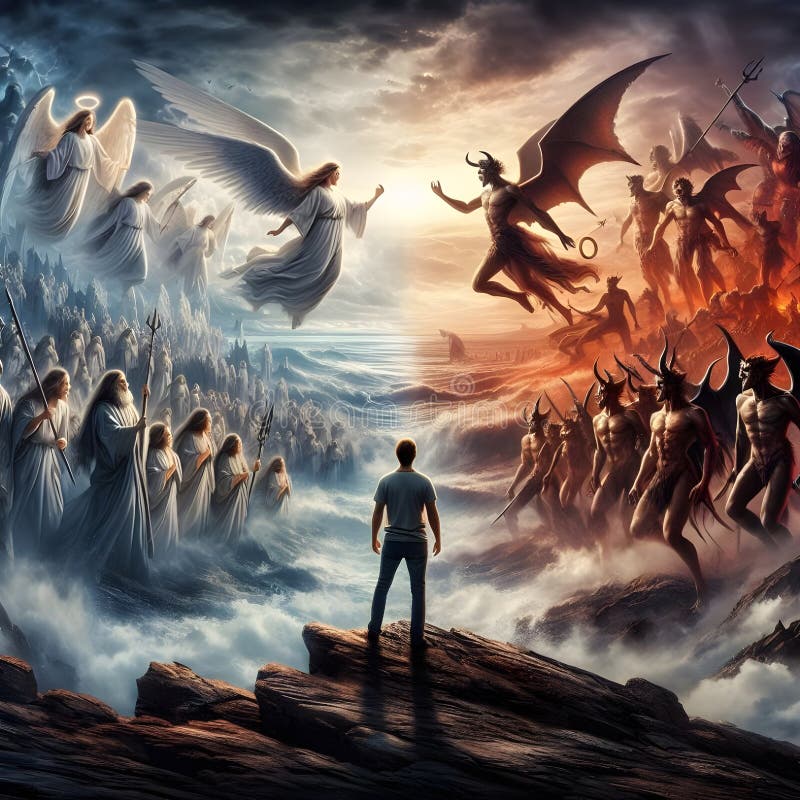 Image of an Epic Battle between Good and Evil, As Angels and Demons Clash in a Final Showdown in ...