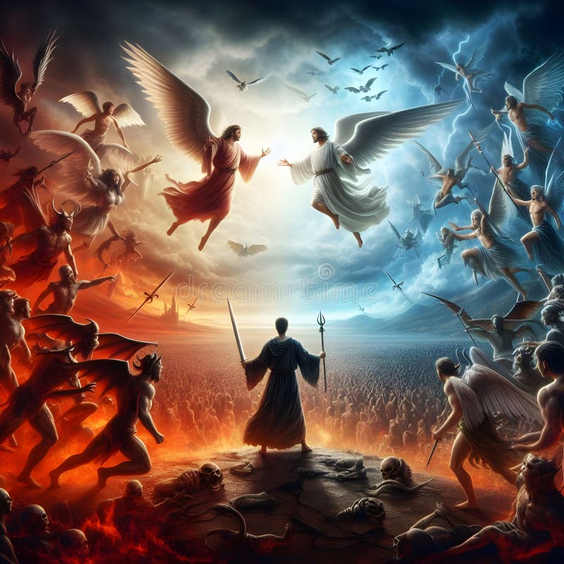 Image of an Epic Battle between Good and Evil, As Angels and Demons ...