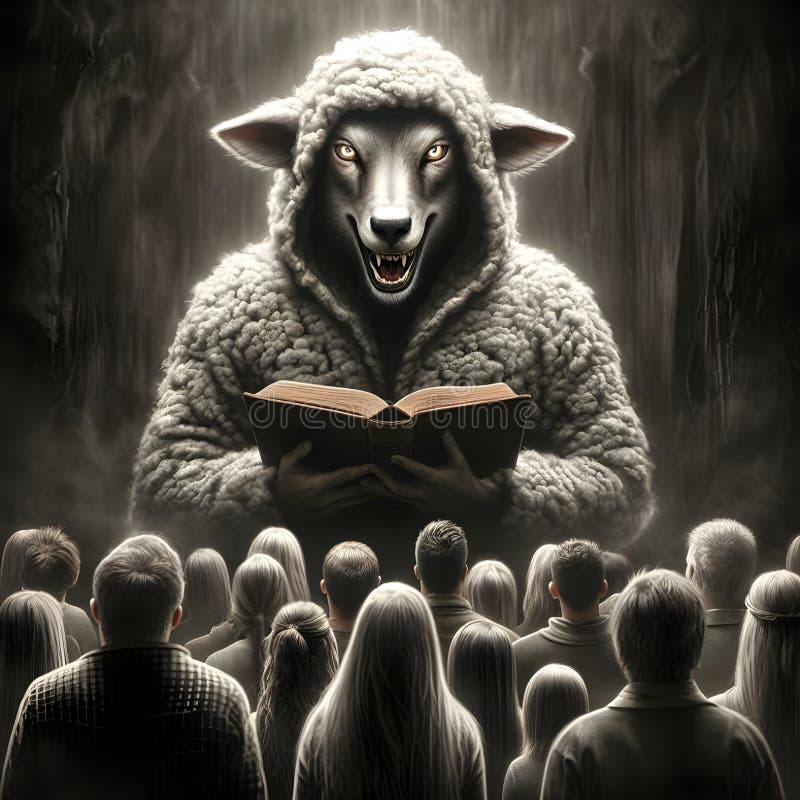 Image of False Wolf Disguises in Sheep S Skin, Leading a Flock of Sheep ...
