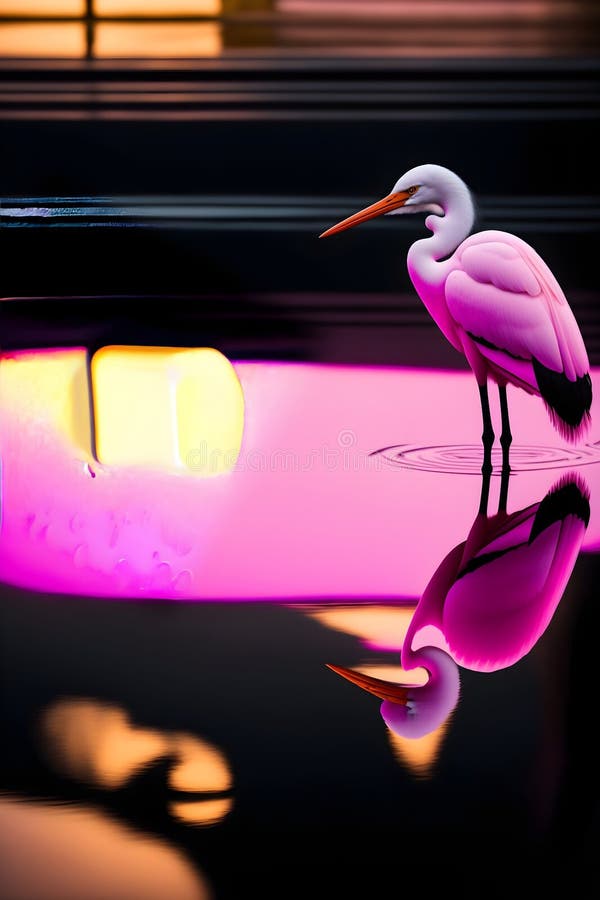 Image of the Feathery Birds Looking at Its Reflection in the Clear Lake ...