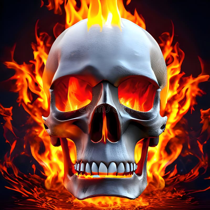 Image of the Fiery Melting Human Skull. Stock Illustration ...