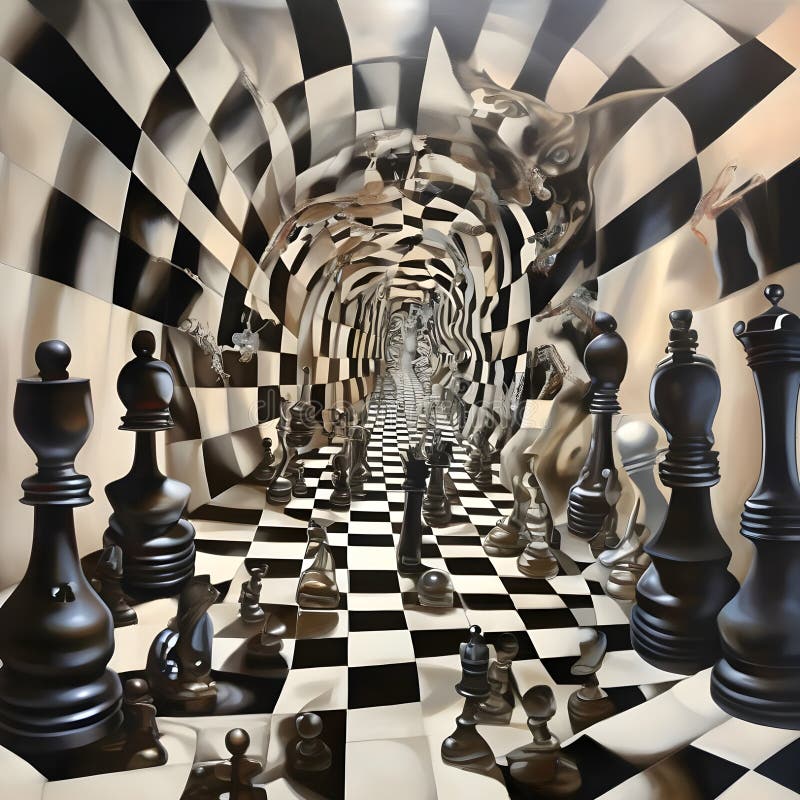 Image of a Figurative Art Chess Maze Surrealism Psychedelic in Comical ...