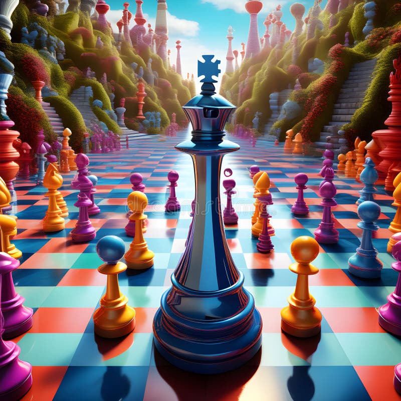 Image of a Figurative Art Chess Maze Surrealism Psychedelic in Comical ...