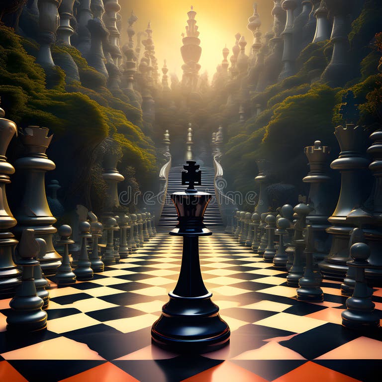 Image of a Figurative Art Chess Maze Surrealism Psychedelic in Comical ...