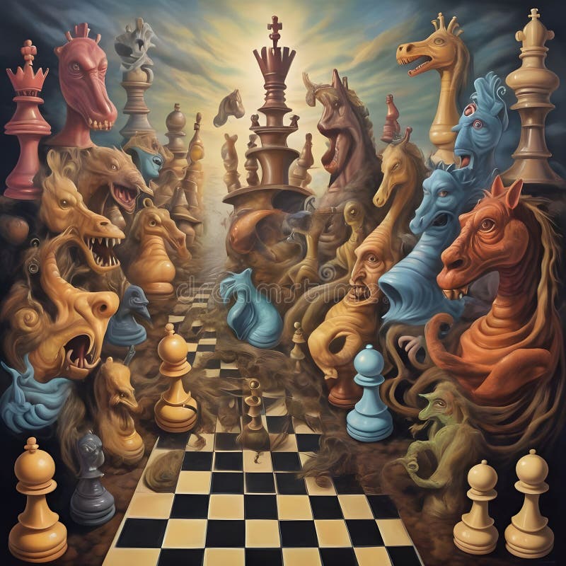Image of a Figurative Art Chess Maze Surrealism Psychedelic in Comical ...