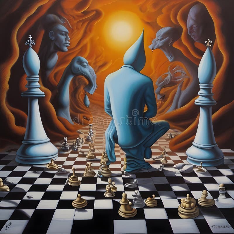Image of a Figurative Art Chess Maze Surrealism Psychedelic in Comical ...