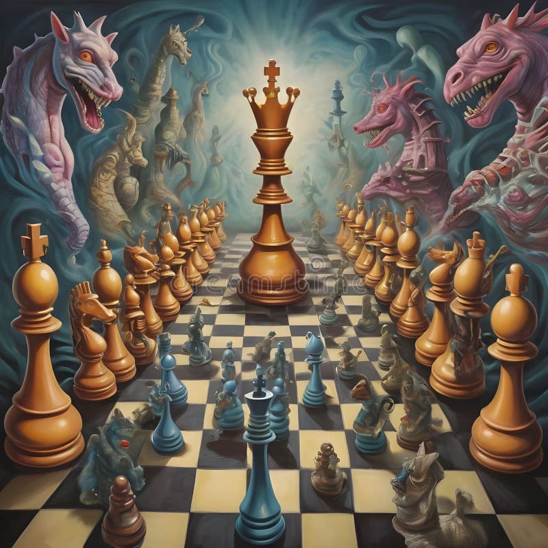 Image of a Figurative Art Chess Maze Surrealism Psychedelic in Comical ...