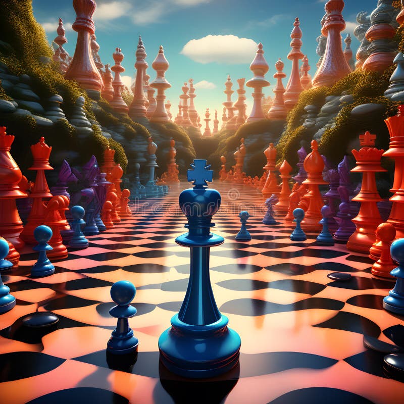 Image of a Figurative Art Chess Maze Surrealism Psychedelic in Comical ...