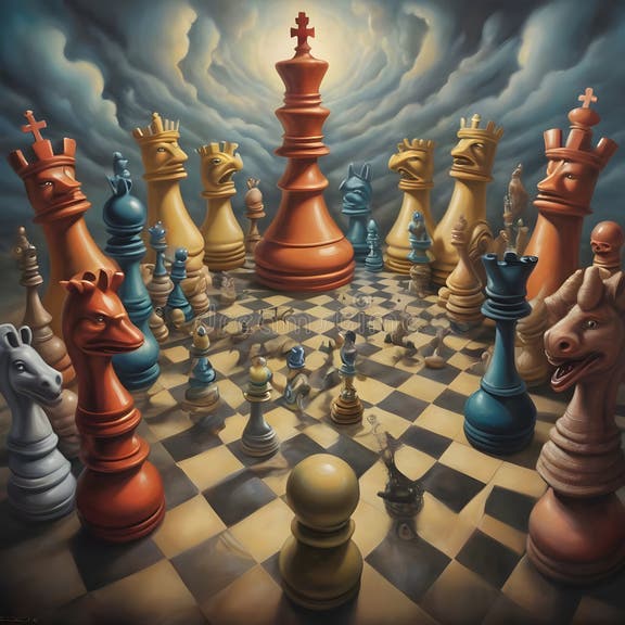 Image of a Figurative Art Chess Maze Surrealism Psychedelic in Comical ...