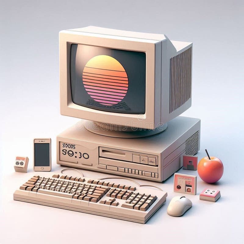The First Generation Desktop Computer on White Background. Stock ...