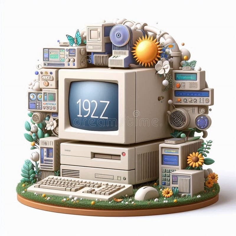 The First Generation Desktop Computer on White Background. Stock ...
