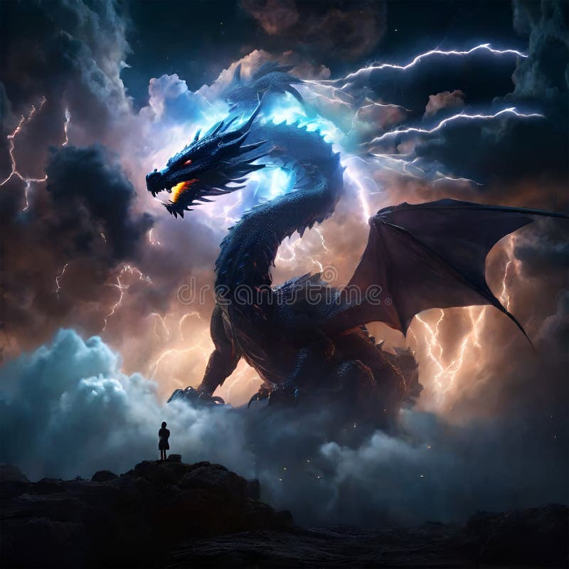 The Flutty Cloud Dragon Spirit Emerging Out of the Clouds with ...