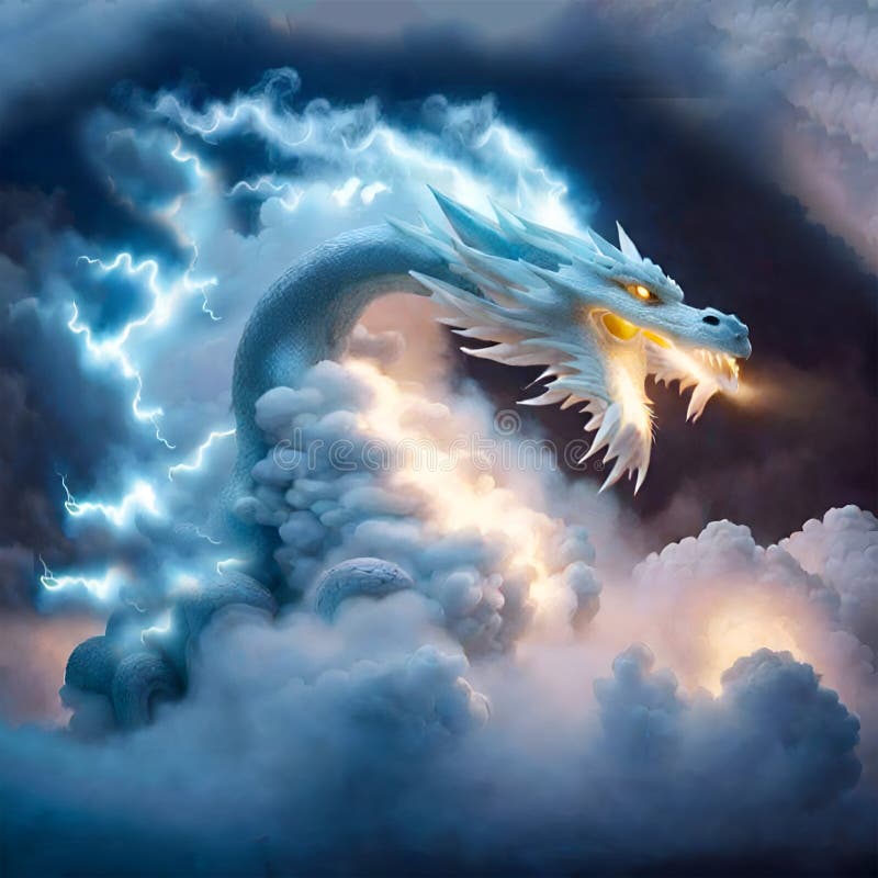 The Flutty Cloud Dragon Spirit Emerging Out of the Clouds with ...