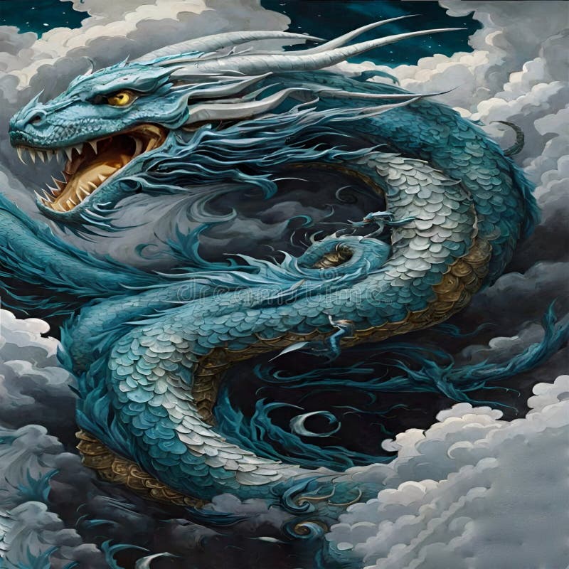 The Flutty Cloud Dragon Spirit Emerging Out of the Clouds with ...