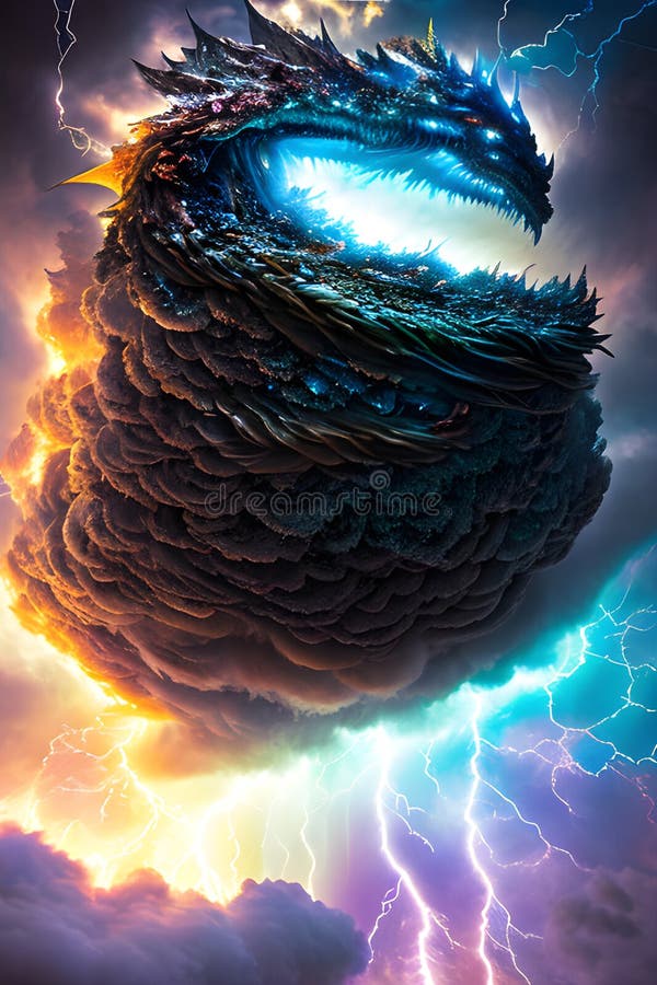 The Flutty Cloud Dragon Spirit Emerging Out of the Clouds with ...
