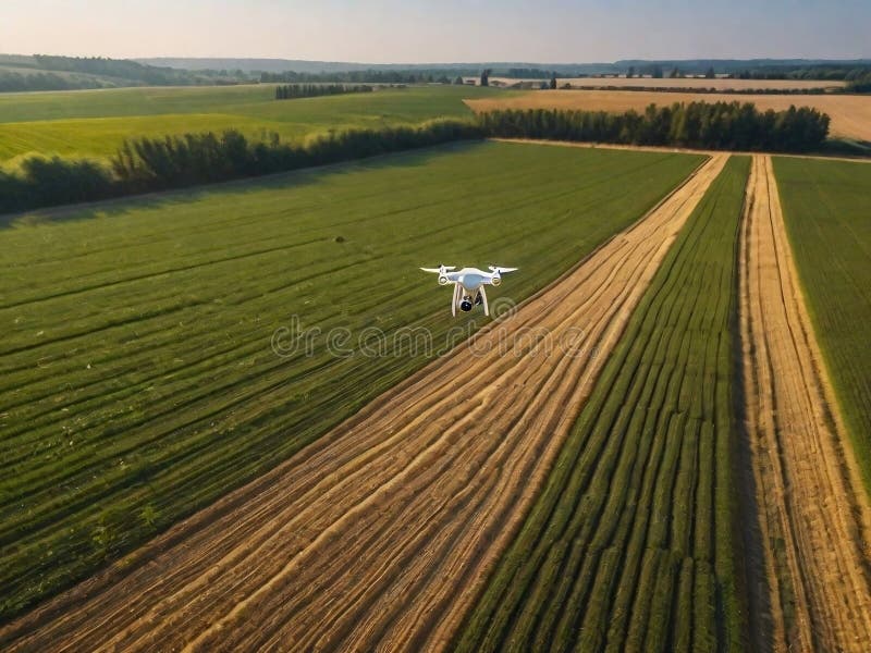 Image of Flying Drone Above the Farmland Field. Stock Illustration ...