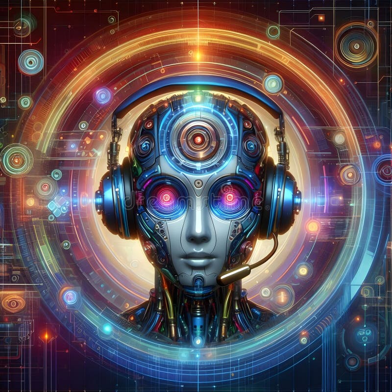 Image of the Futuristic Technical Support with Online Robot and AI ...