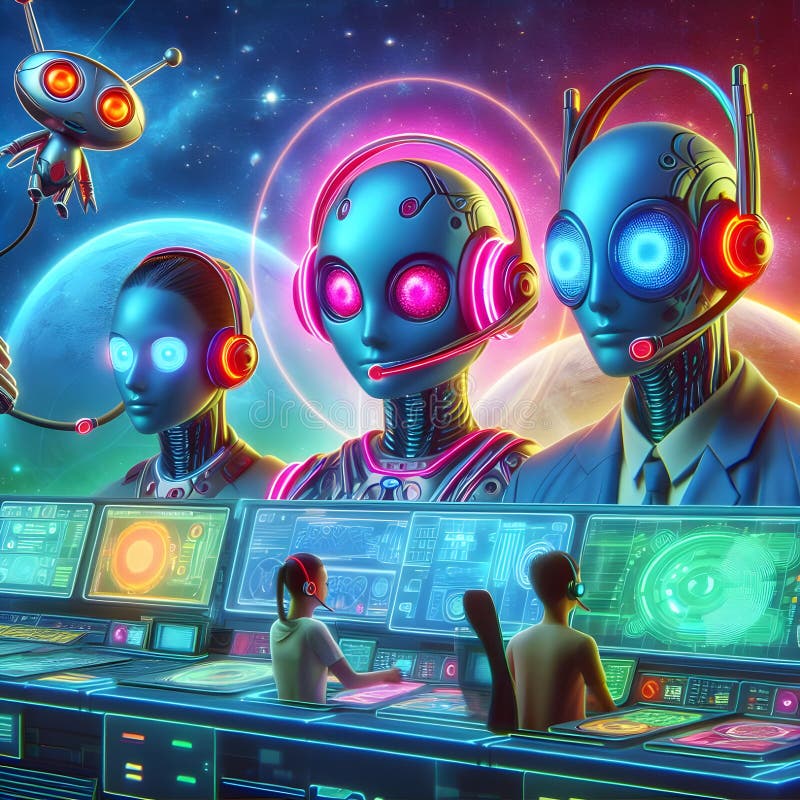 Image of the Futuristic Technical Support with Online Robot and AI ...