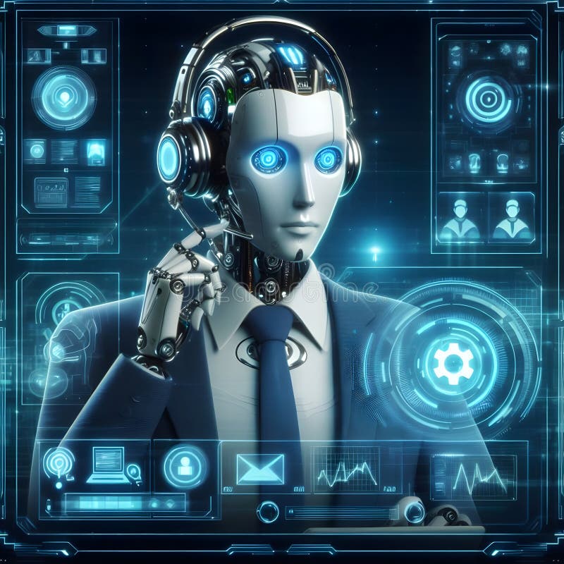 Image of the Futuristic Technical Support with Online Robot and AI ...