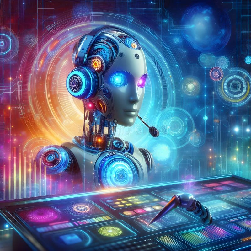 Image of the Futuristic Technical Support with Online Robot and AI ...