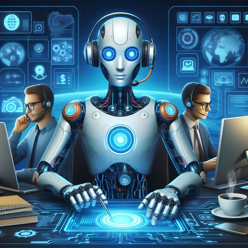 Image of the Futuristic Technical Support with Online Robot and AI ...