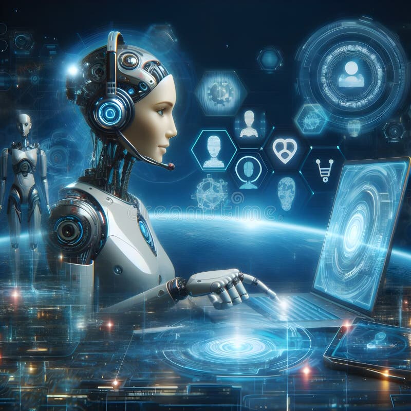 Image of the Futuristic Technical Support with Online Robot and AI ...