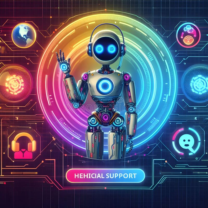 Image of the Futuristic Technical Support with Online Robot and AI ...