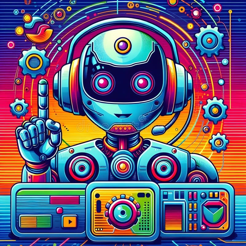 Image of the Futuristic Technical Support with Online Robot and AI ...