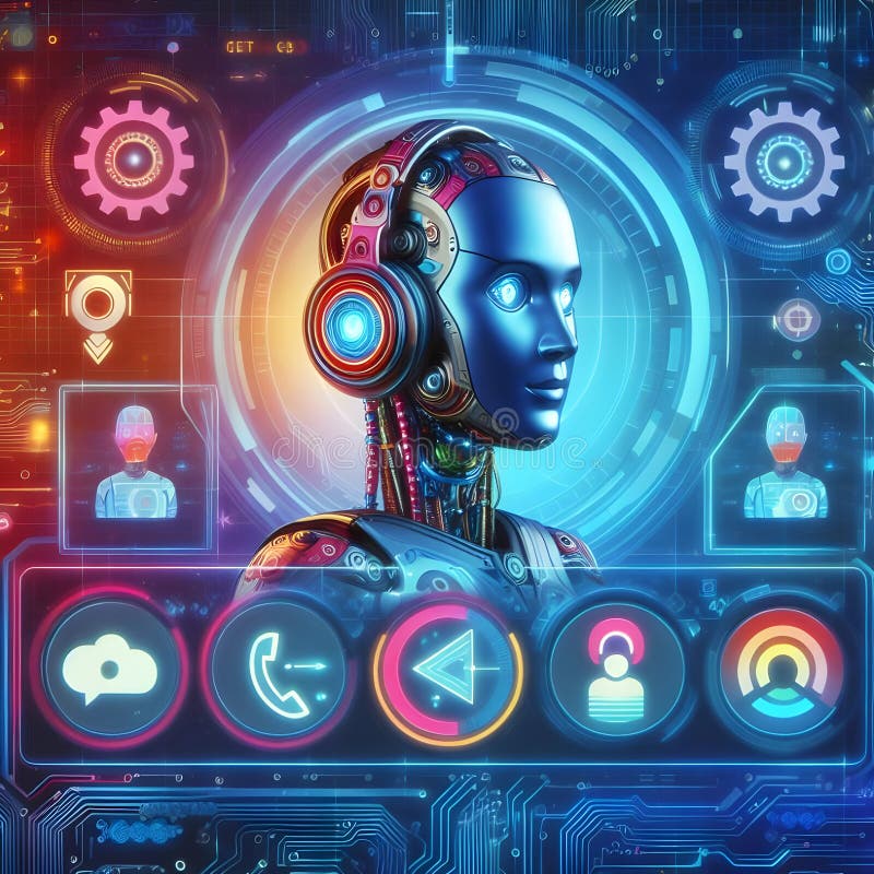 Image of the Futuristic Technical Support with Online Robot and AI ...