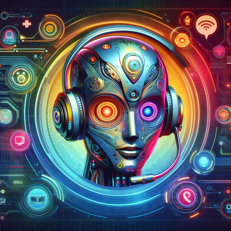 Image of the Futuristic Technical Support with Online Robot and AI ...