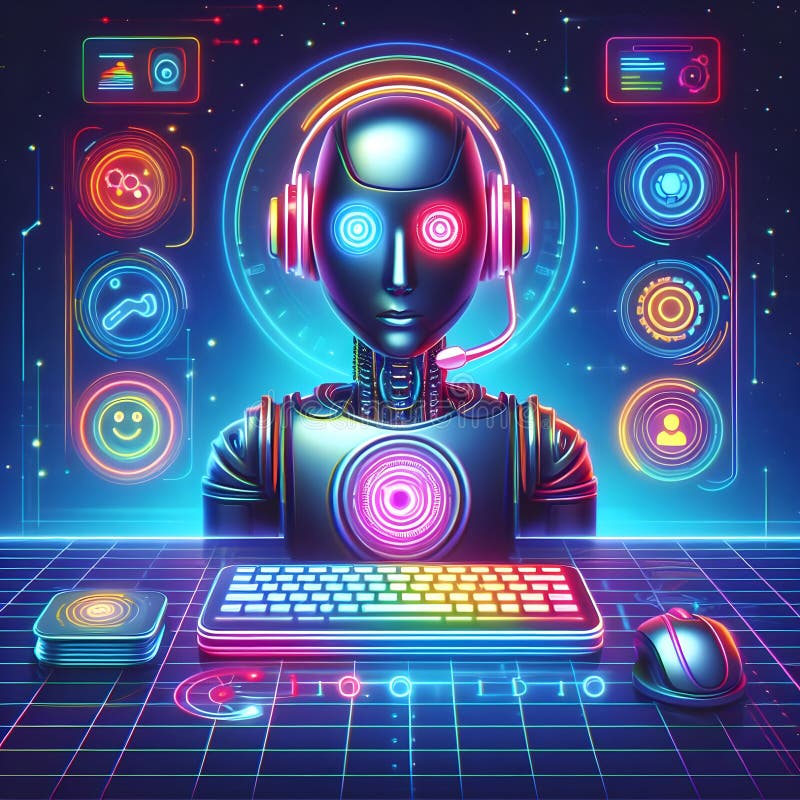 Image of the Futuristic Technical Support with Online Robot and AI ...