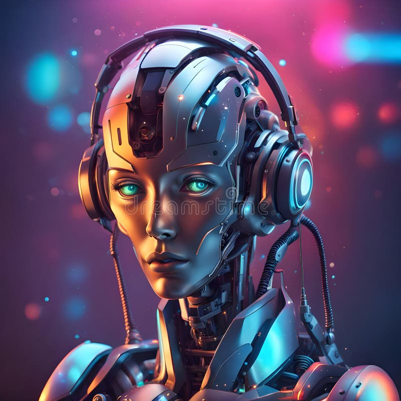 Image of the Futuristic Technical Support with Online Robot and AI ...