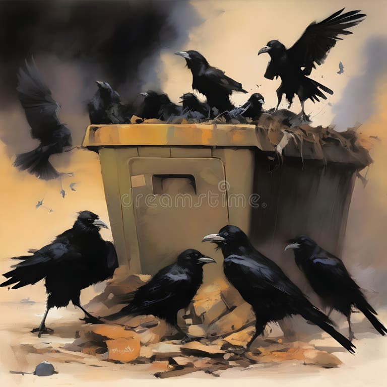Image of a Gathering of Crows in Frazetta Style. Stock Illustration ...