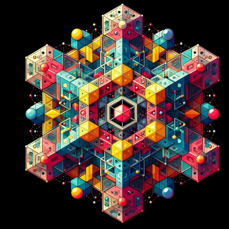 Image of Geometric Metatron Cube Pattern Artwork. Stock Illustration ...