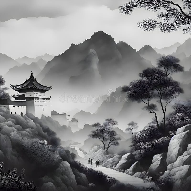 Great Wall Ink Stock Illustrations – 627 Great Wall Ink Stock ...