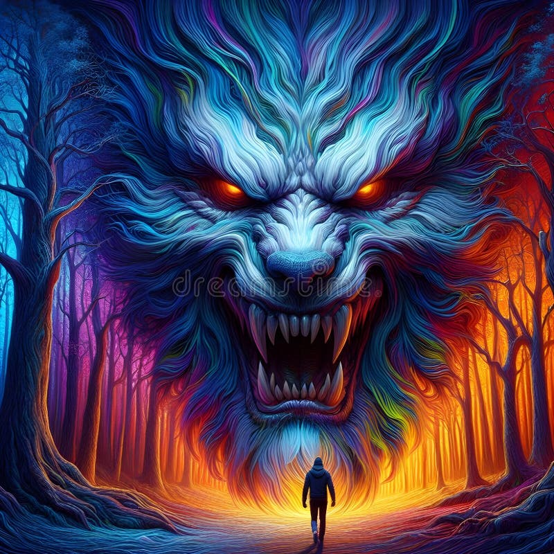 Image of a Huge Fierce Werewolf is Shown and Running Wild in the Dark ...