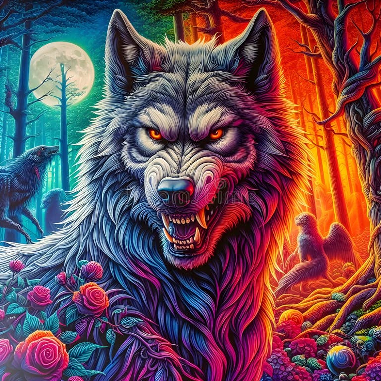 Image of a Huge Fierce Werewolf is Shown and Running Wild in the Dark ...