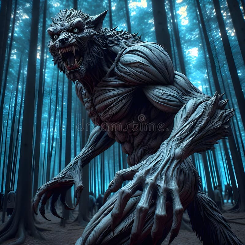 Image of a Huge Fierce Werewolf is Shown and Running Wild in the Dark ...