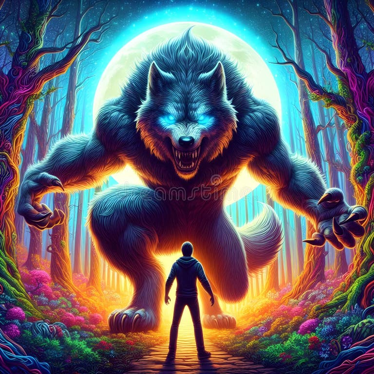 Image of a Huge Fierce Werewolf is Shown and Running Wild in the Dark ...