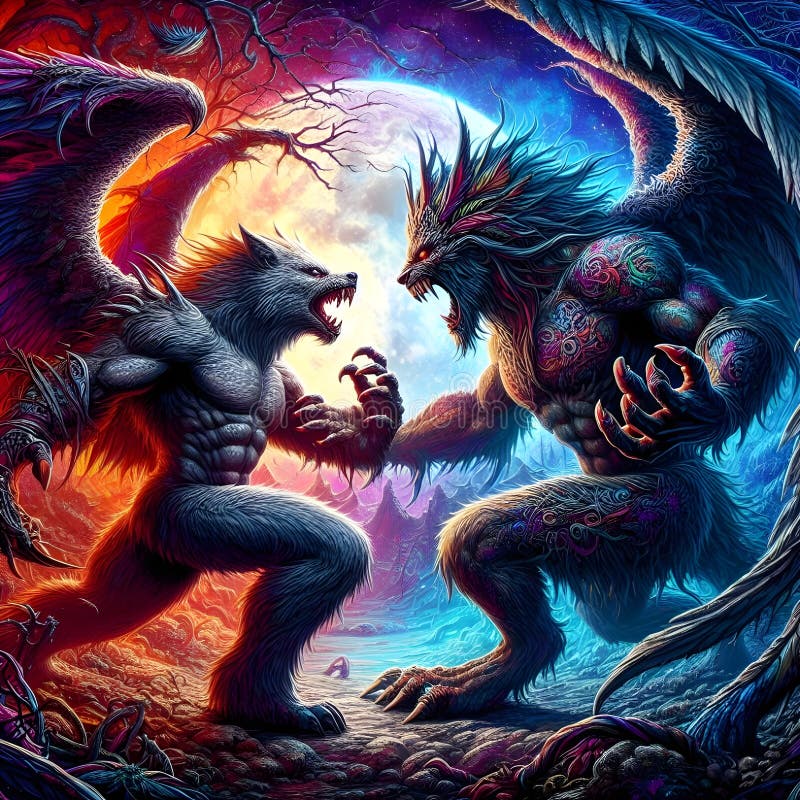 Image of a Huge Fierce Werewolf is Shown and Running Wild in the Dark ...