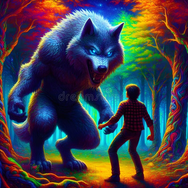 Image of a Huge Fierce Werewolf is Shown and Running Wild in the Dark ...