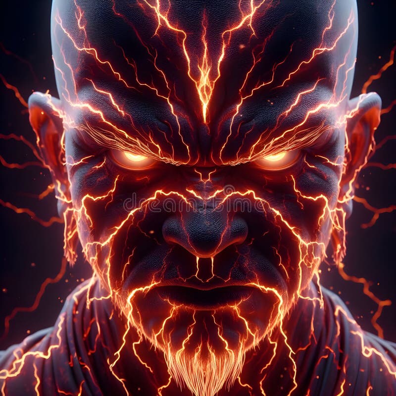 Image of Human Angry Face Made from Lightning. Stock Illustration ...